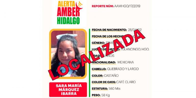 Sara María Márquez Ibarra ya fue localizada